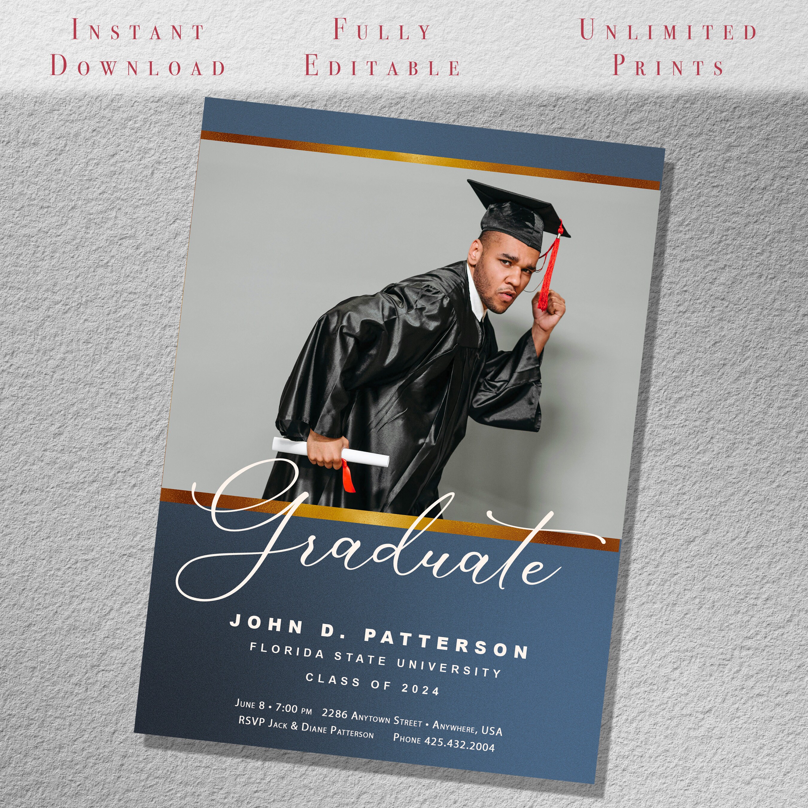 Graduation Card Editable and Printable Cards Instant Download - Etsy