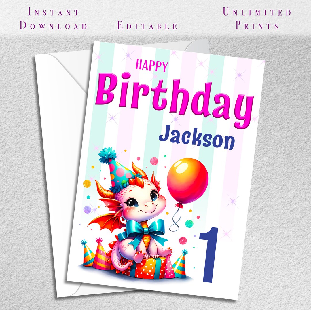 Birthday Card Editable-printable Cards Instant Download - Etsy