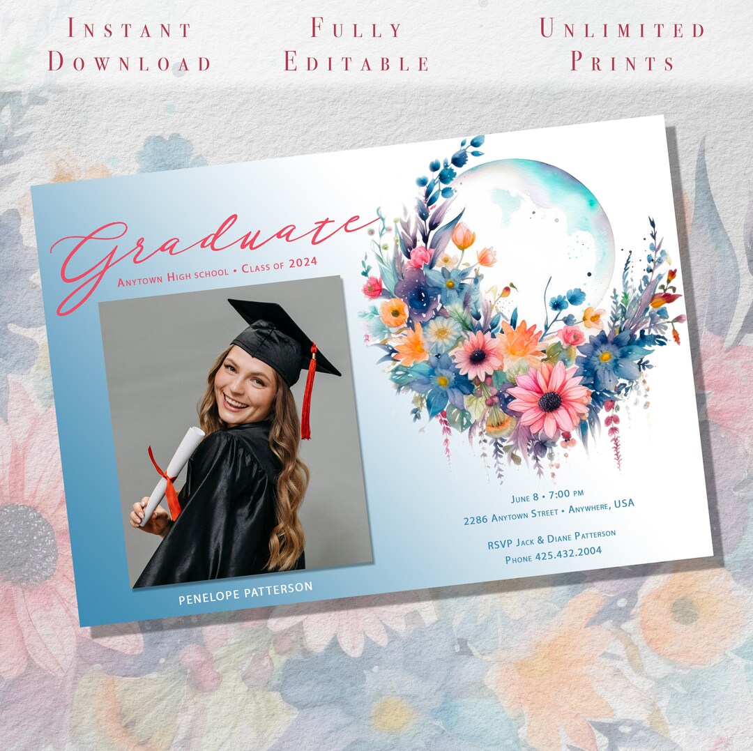 Graduation Card Editable and Printable Cards Instant Download - Etsy