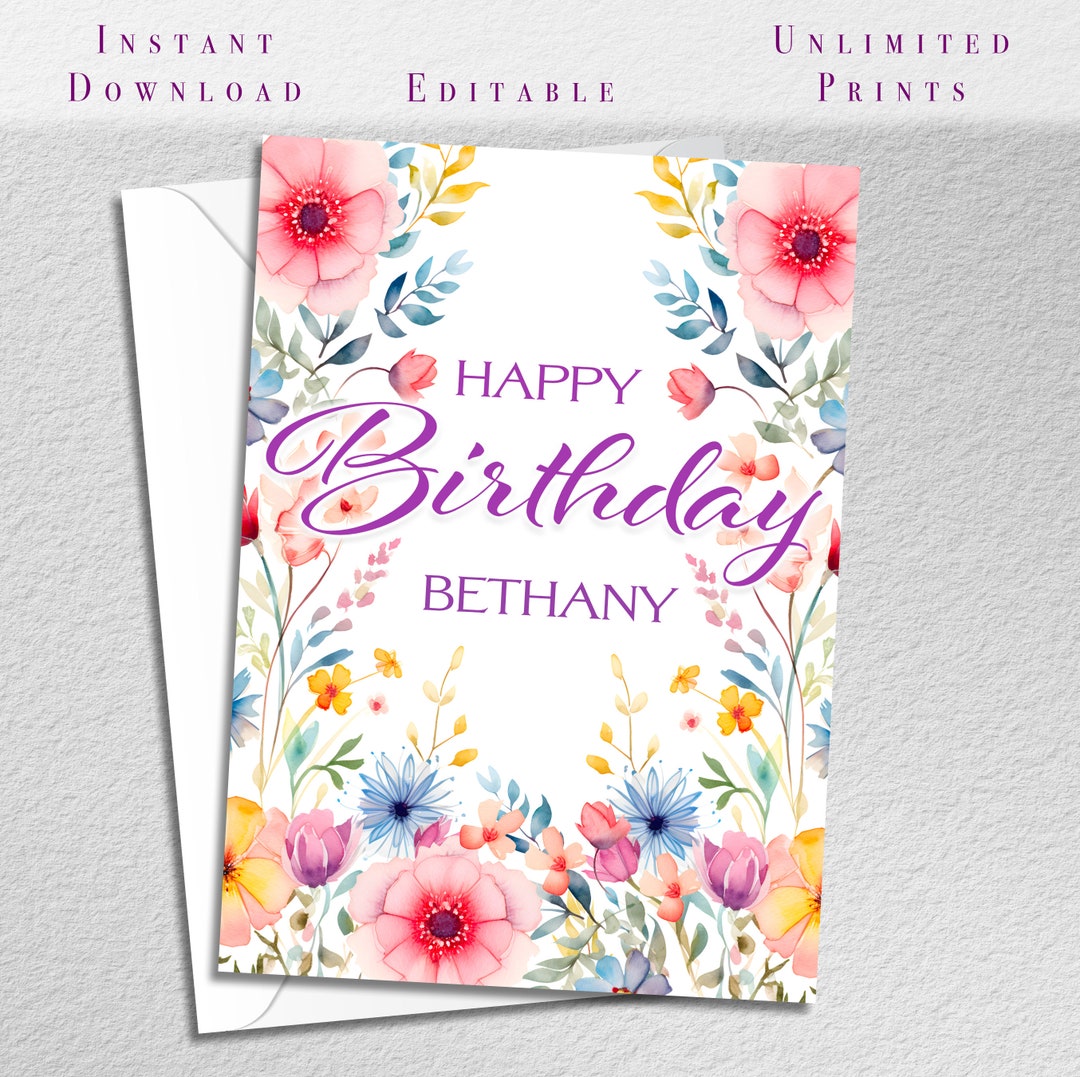 Birthday Card Editable-printable Cards Instant Download - Etsy