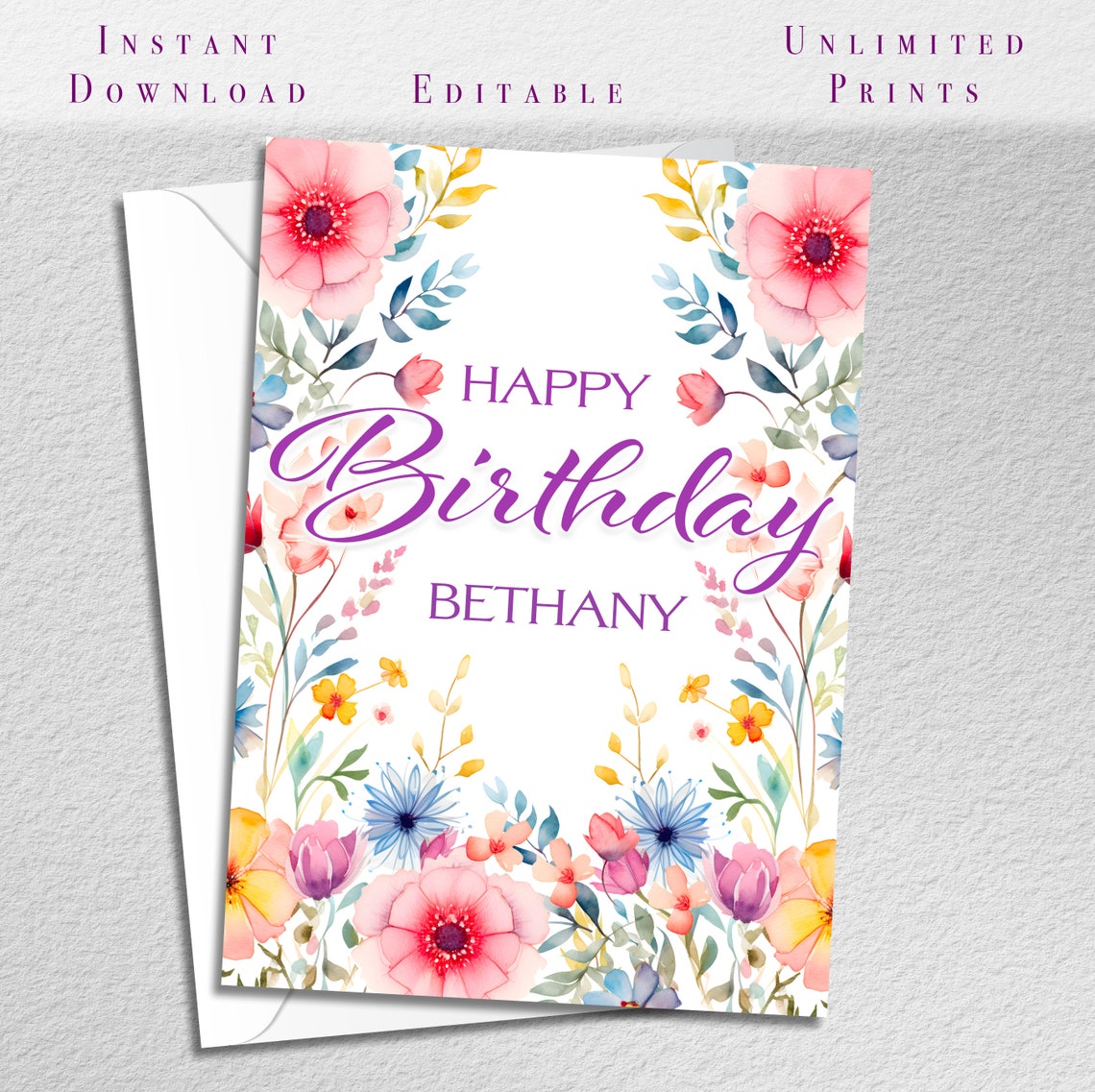 Birthday Card Editable-printable Cards Instant Download - Etsy