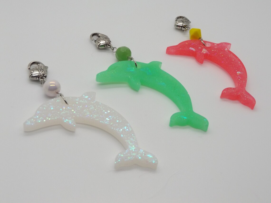 Dolphin Resin Keychain Charm - Etsy