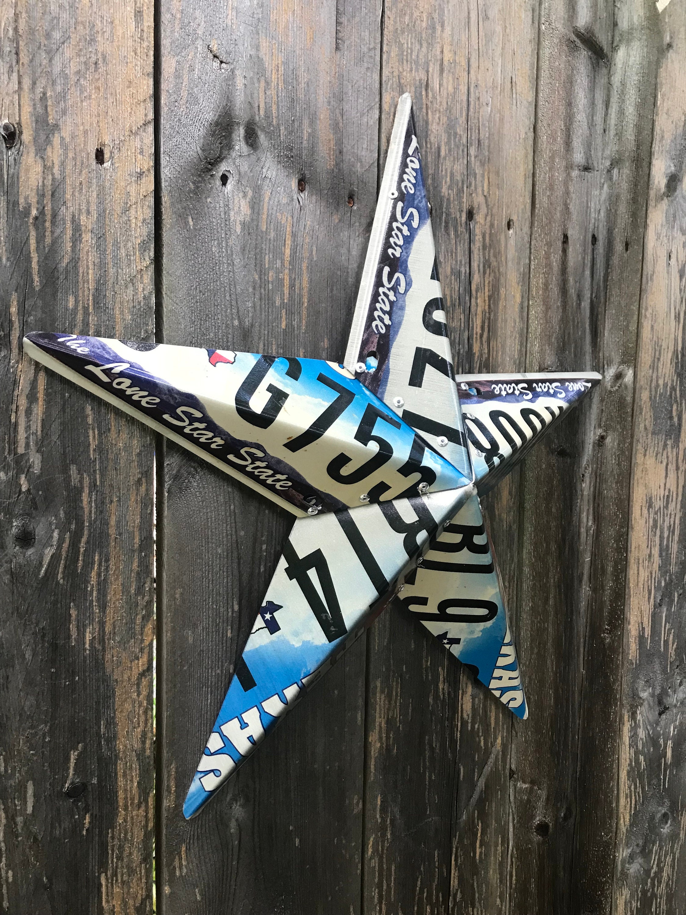 License Plate Star, Texas, Blue Star, Metal Star, Metal Artwork, Barn ...