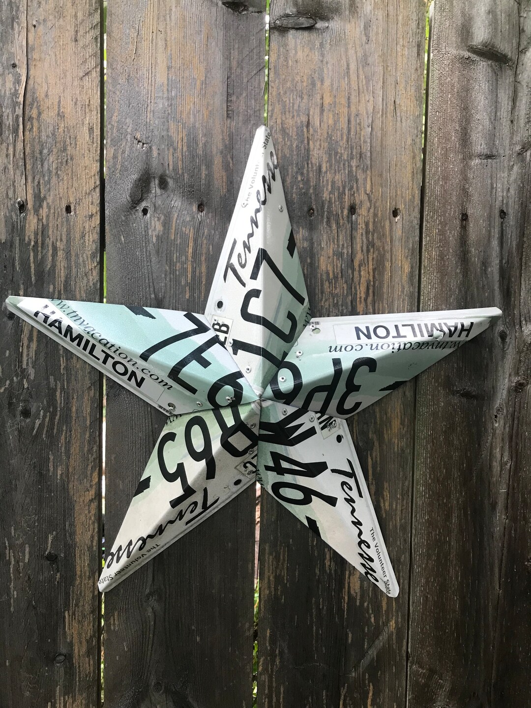 License Plate Star, Tennessee, Metal Star, Metal Artwork, Barn Star ...