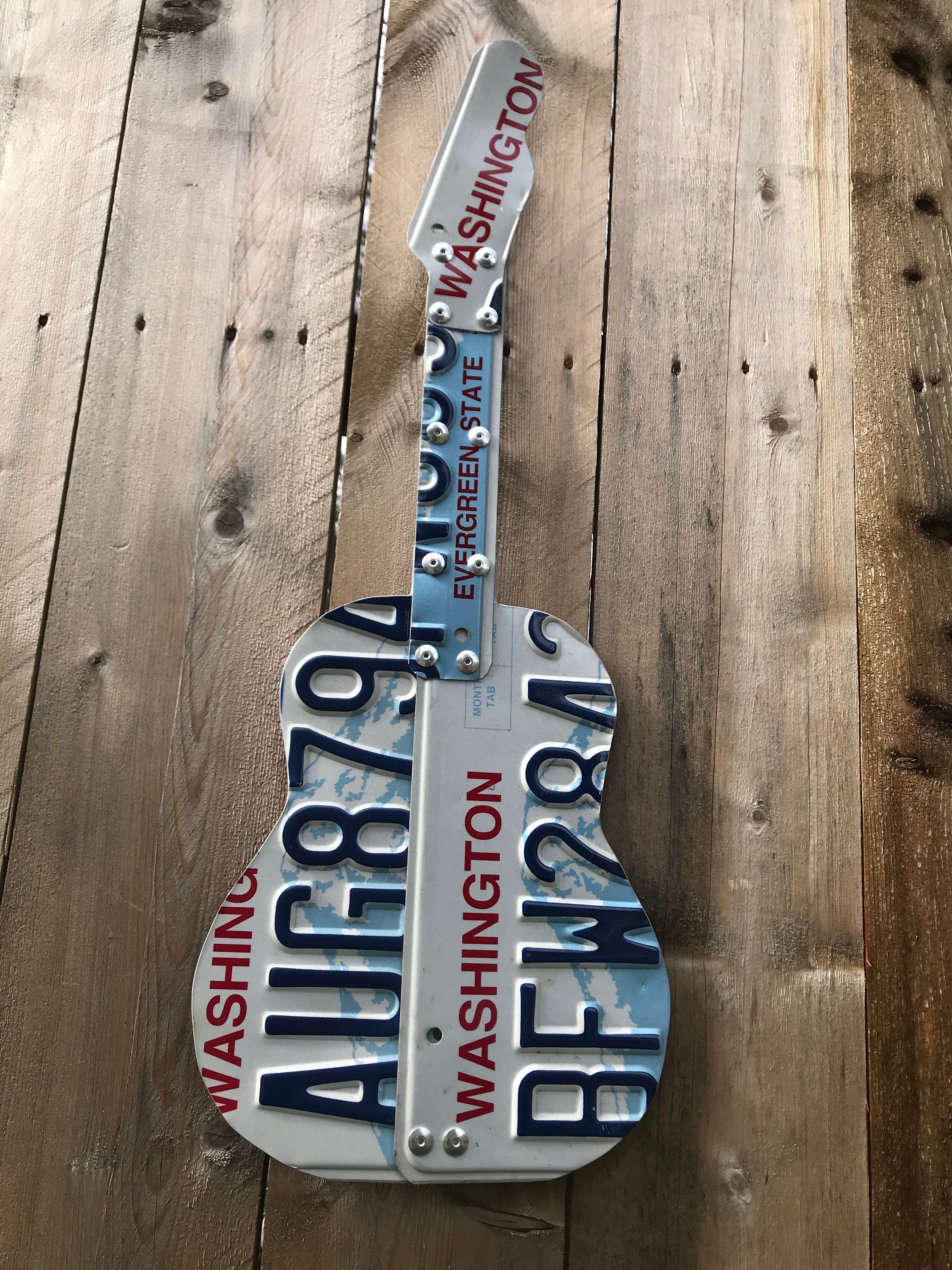 Guitar Metal Guitar License Plate Guitar Art Metal Decor - Etsy