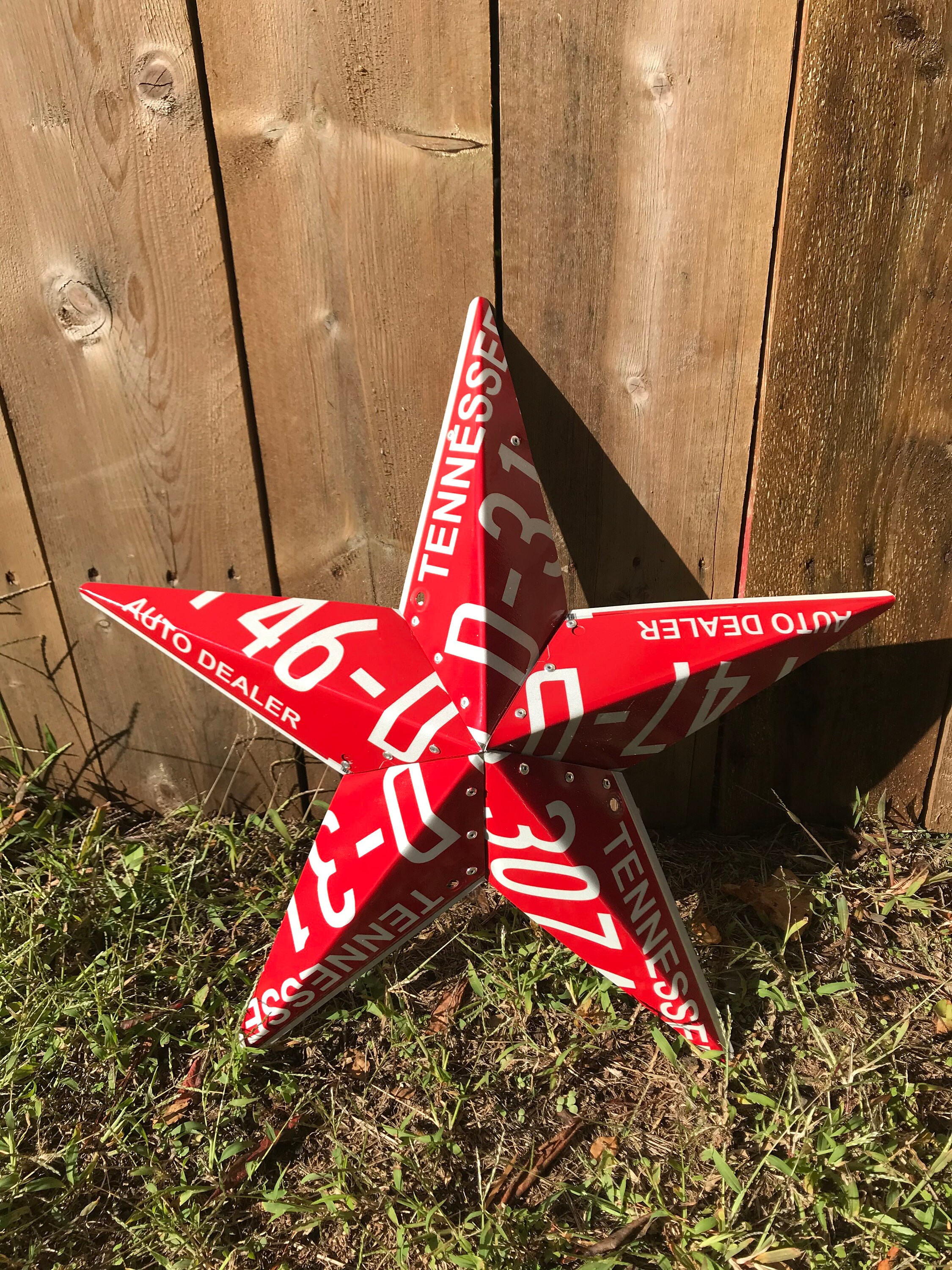 License Plate Star, Red Star, Metal Star, Metal Artwork, Barn Star ...