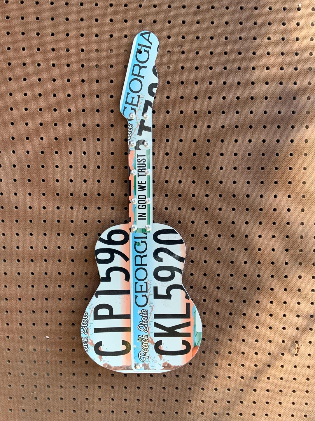 License Plate Guitar Wall Art- Handmade Metal Music Decor, Georgia ...