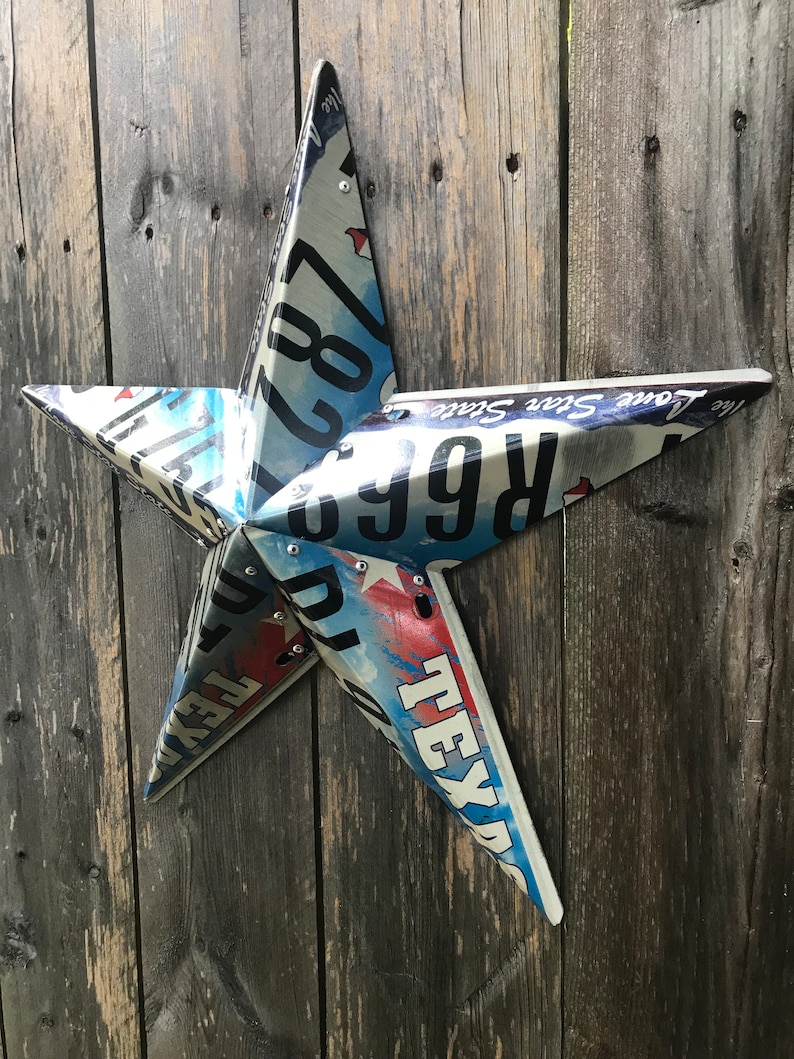 License Plate Star, Texas, Blue Star, Metal Star, Metal Artwork, Barn ...