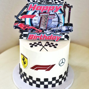 Race Car Birthday Cake Topper, Racing Party Decoration, Formula Racing ...