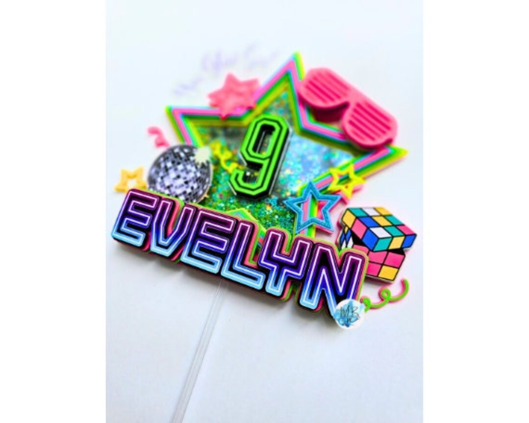 Glow in the Dark Cake Topper, Neon Glow Cake Topper, Glow Party Cake ...