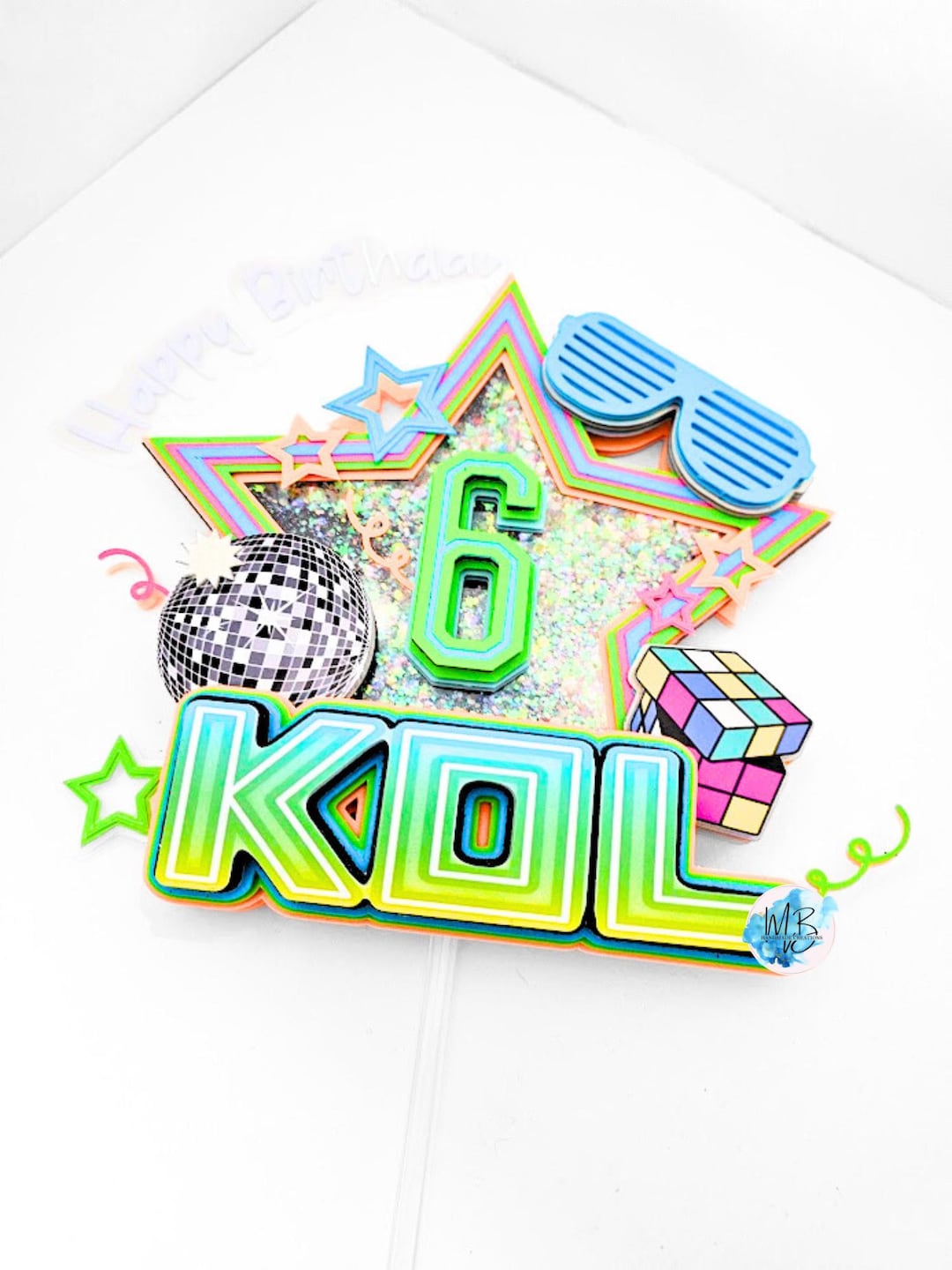 Glow in the Dark Cake Topper, Neon Cake Topper, Neon Party, Neon ...