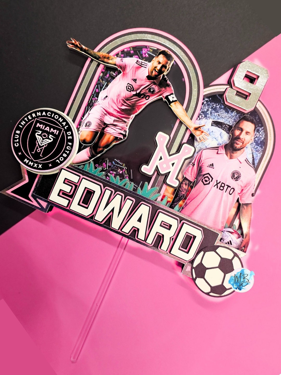 Inter Miami Cake Topper, Messi Soccer Topper, Personalized Birthday ...