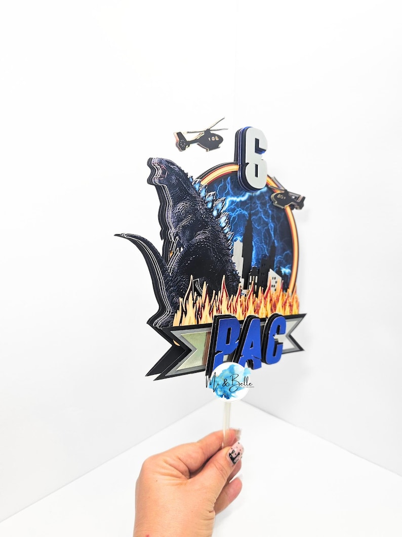 Personalized Godzilla Birthday Cake Topper: Roaring Monster Party Decor ...