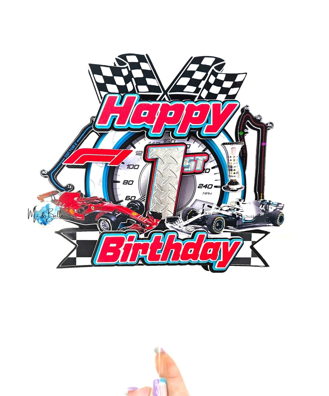 Race Car Birthday Cake Topper, Racing Party Decoration, Formula Racing ...