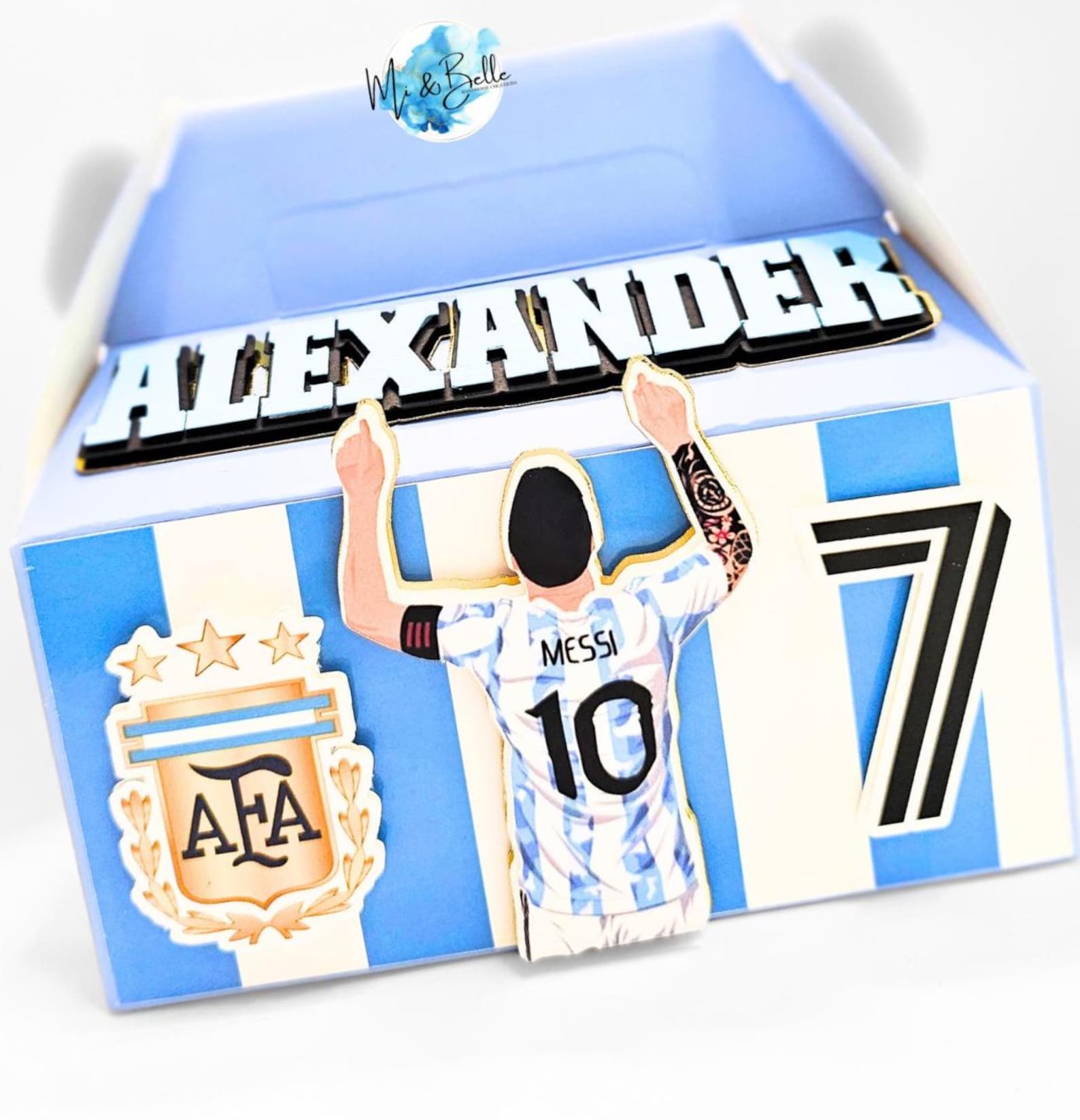 Messi Birthday Box, Soccer Party Favor Box, Argentina Theme Box ...