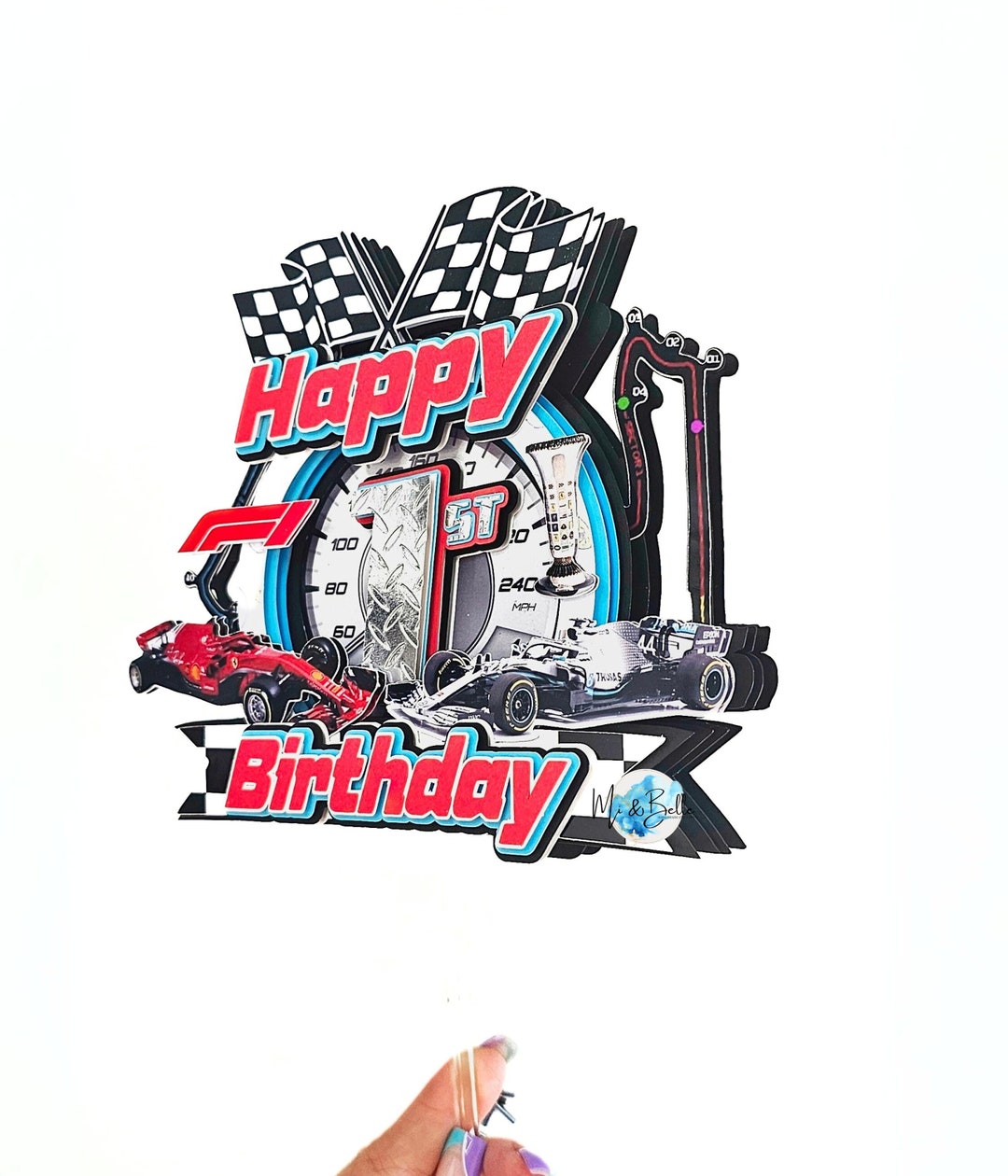 Race Car Cake Topper, Formula 1 Cake Topper, 1st Birthday Cake Topper ...
