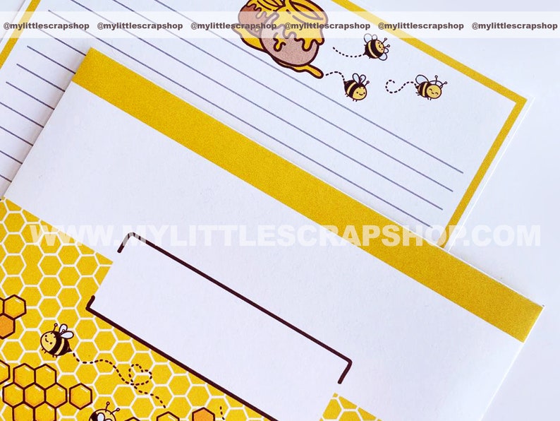 Printable Kawaii BEES STATIONERY SET, Instant Download, Lined Sheet for ...