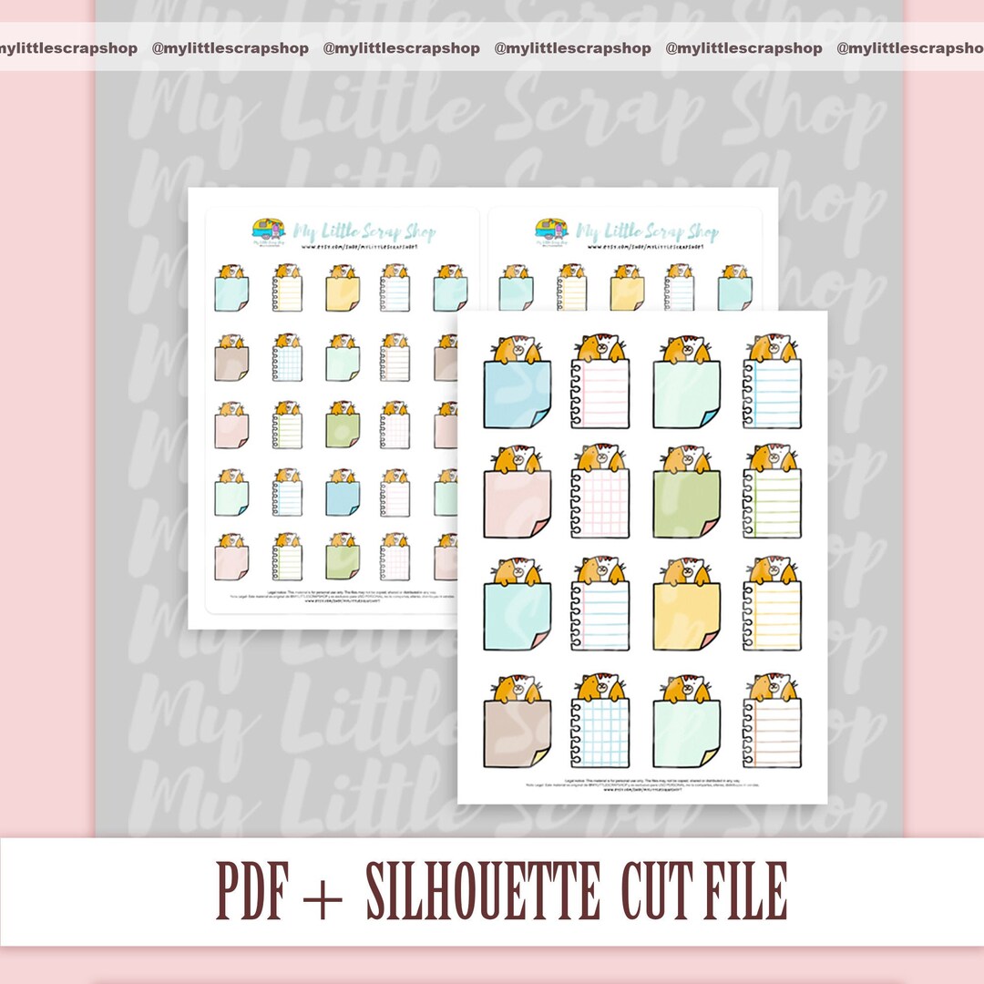 Monti Memo Notepad, Printable Planner Stickers, PDF + Silhouette Files ...