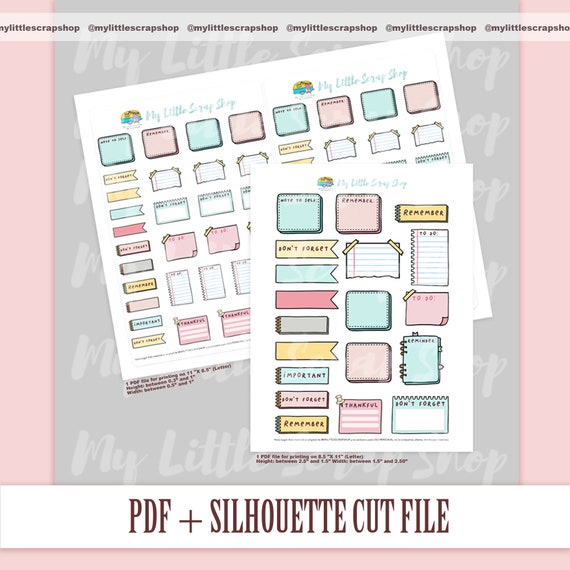 Memo Notepad Printable Planner Stickers PDF Silhouette | Etsy