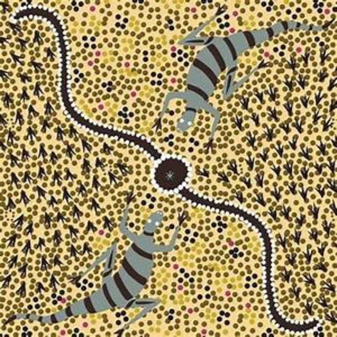 Original Aboriginal Art Design Apparel Goanna and Snake Ecru | Etsy