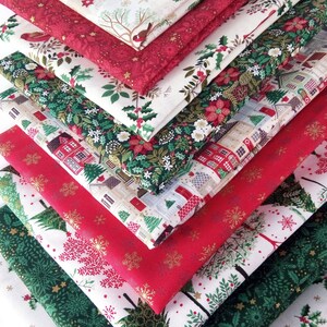 Silent Night TP-1980-R Red Gold Metallic Snowflakes for Makower UK ...