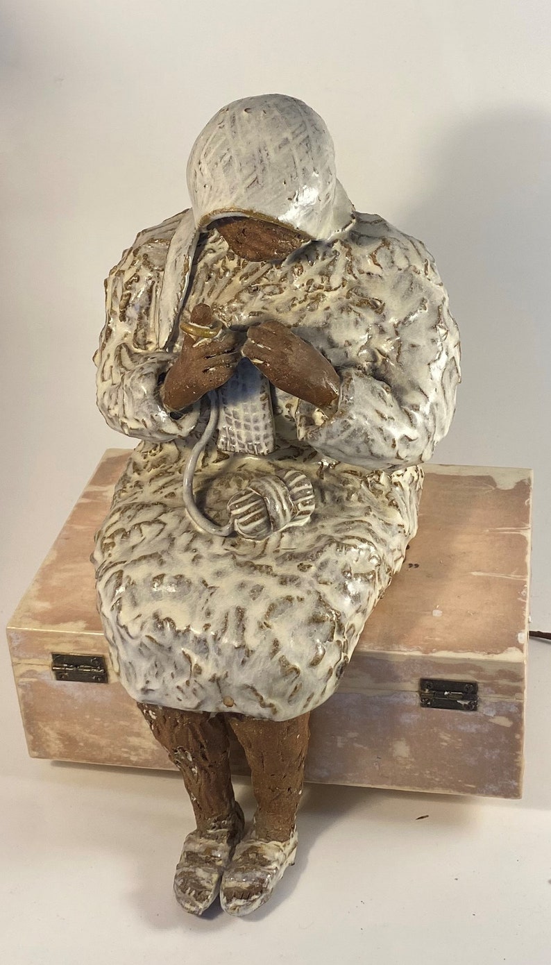 Handmade Ceramic Knitting Lady - Etsy