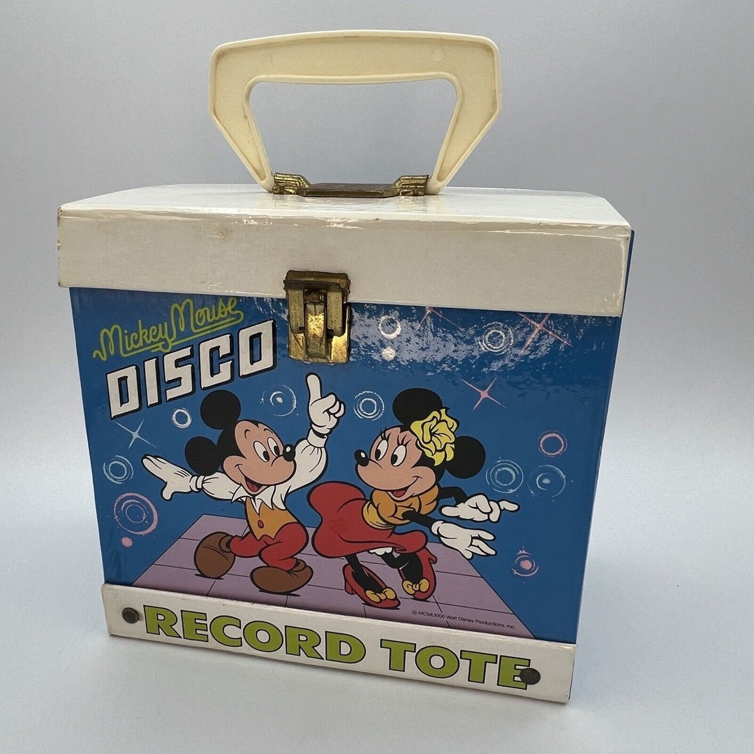 Vintage 1981 Walt Disney Mickey Mouse Minnie Disco Record Tote Case 45 ...