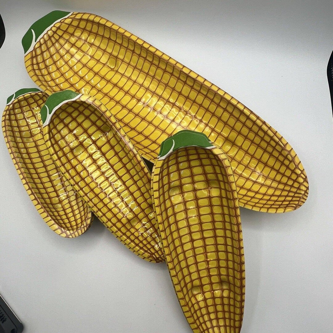 Vtg Corn on Cob Picnic BBQ Serving Set Trays Plastic Retro Farm ...