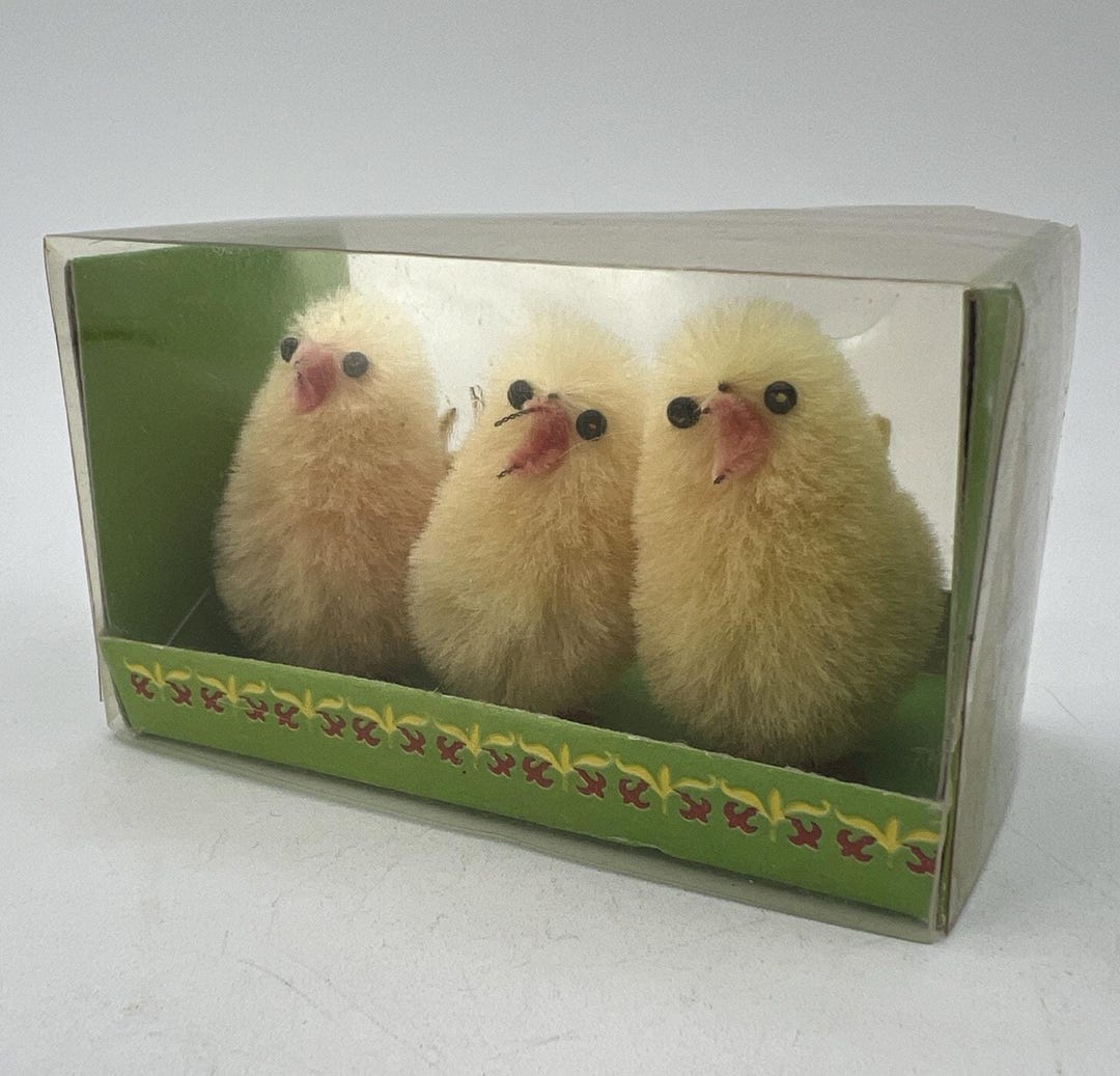 Set 3 Vintage Chenille Wire Feet Peeps Chicks Easter Basket Fillers 2 ...