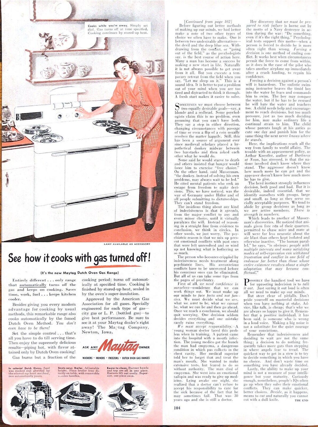 Vtg 1948 Maytag Gas Range Advertisement Print Ad Vintage Kitchen Stove ...