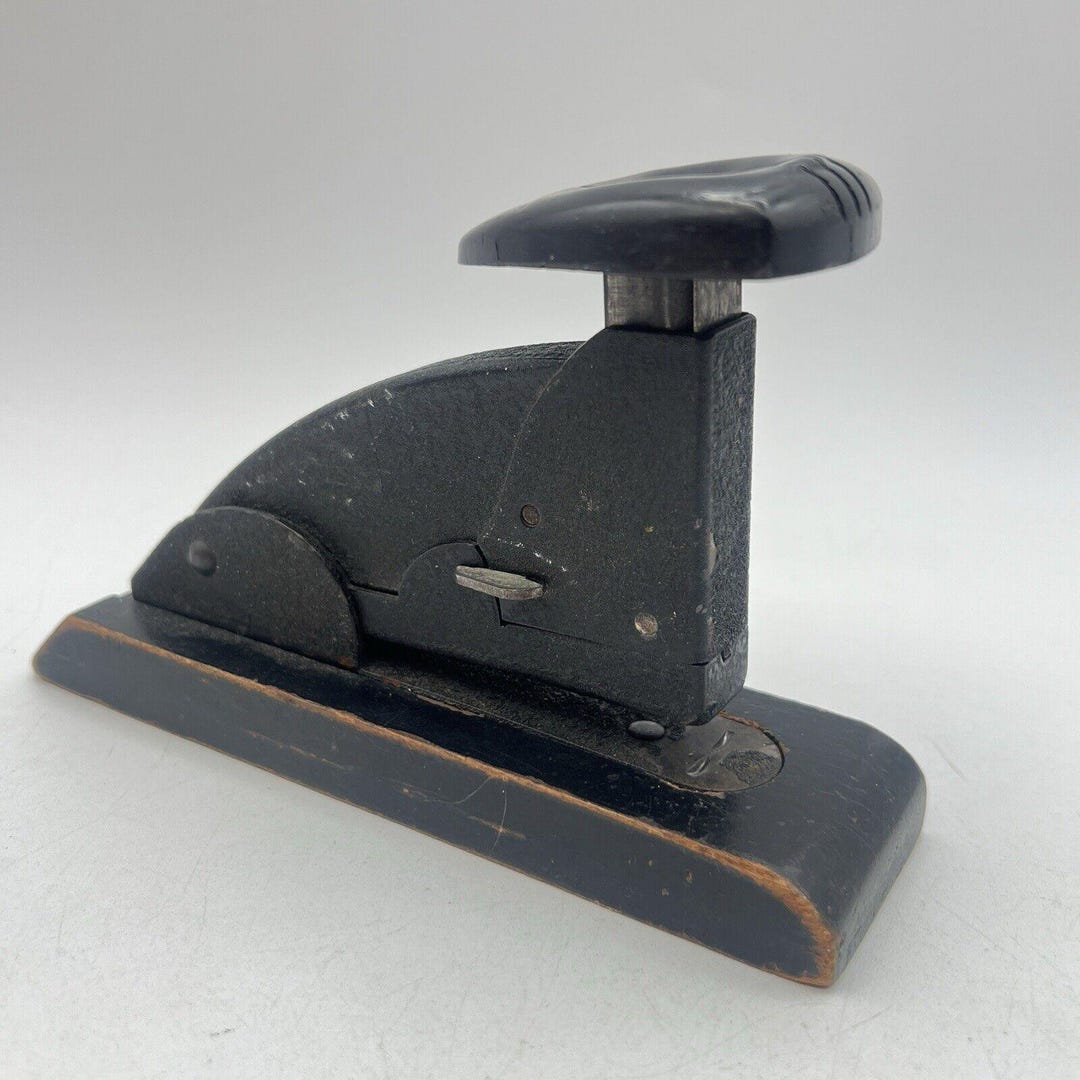 Vtg Antique Black Speed Products Stapler Model 3C Made USA Wood Base ...