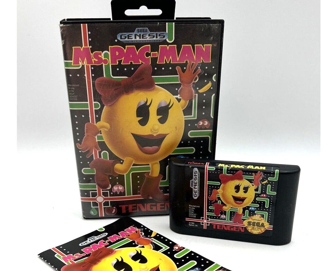 Ms. Pac-man Sega Genesis 1991 Tengen Book Case Cartridge Works - Etsy