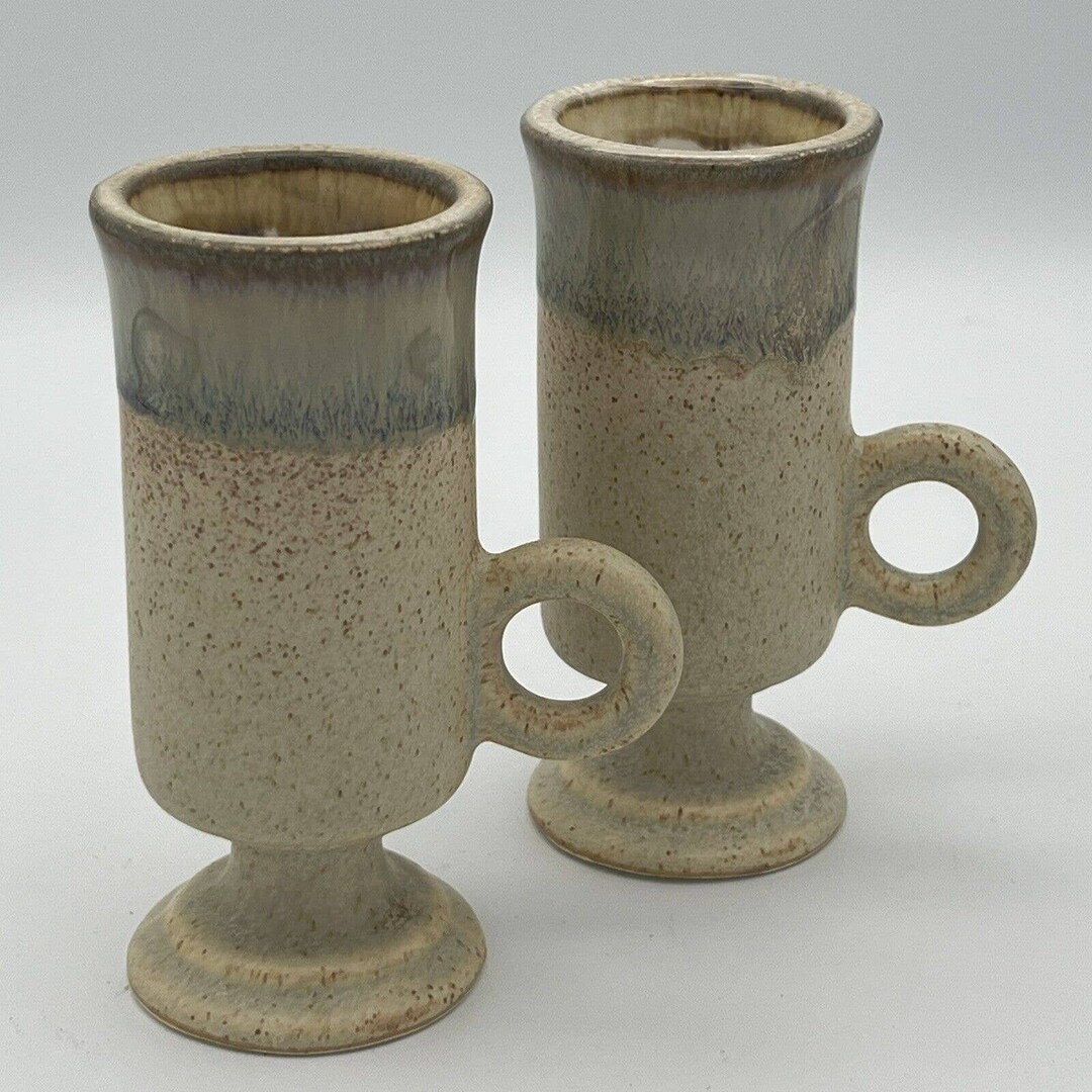 Padilla Pottery Blue Drip Glaze Pedestal Espresso Mugs Ring - Etsy