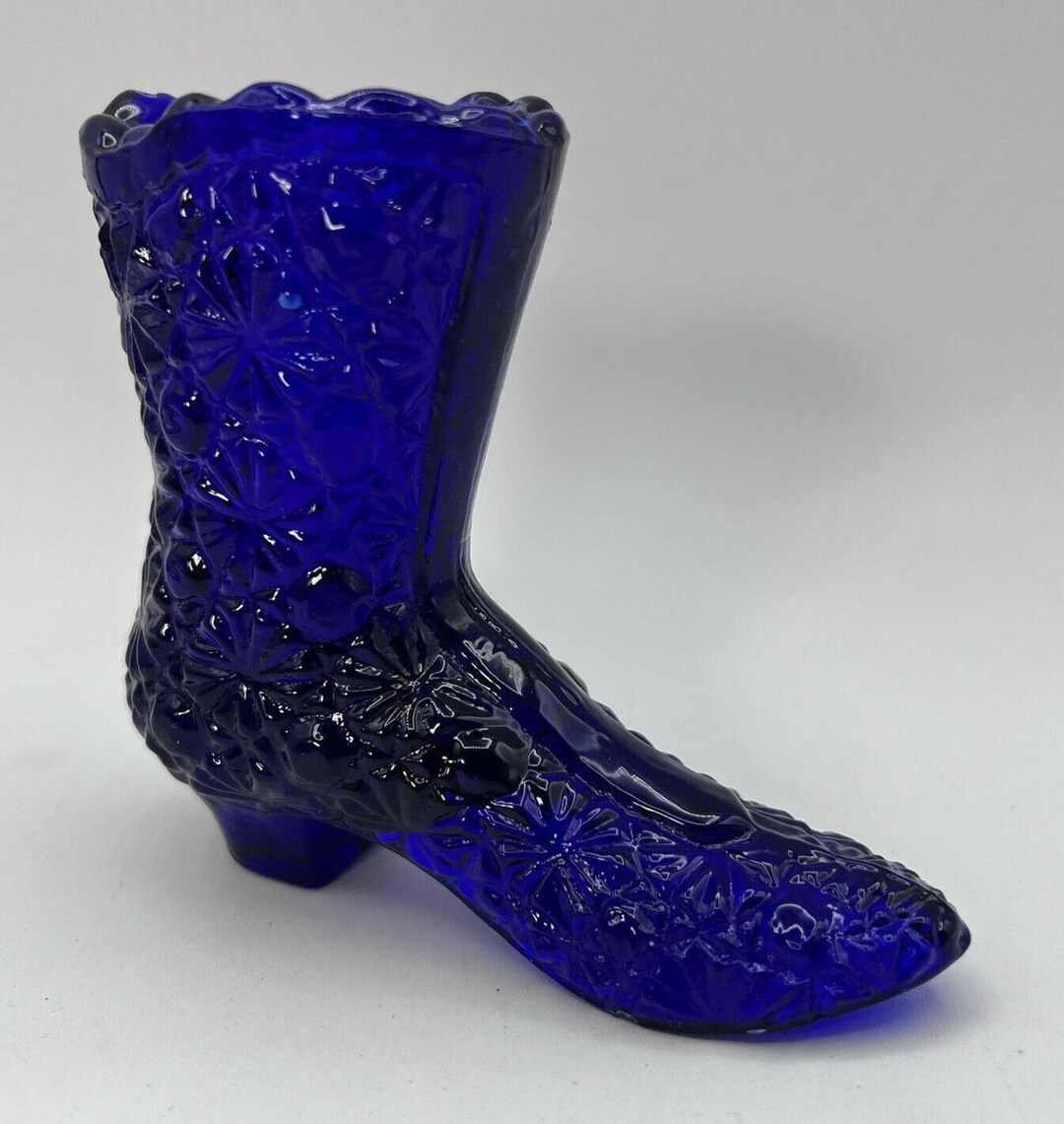 Vintage Cobalt Blue Fenton Art Glass Boot Daisy & Button Shoe Purple 4 ...