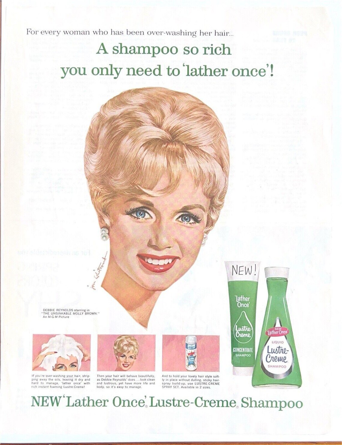 Vintage Lustre Cream Shampoo Print Ad 1960s Beauty Hair Care Salon ...
