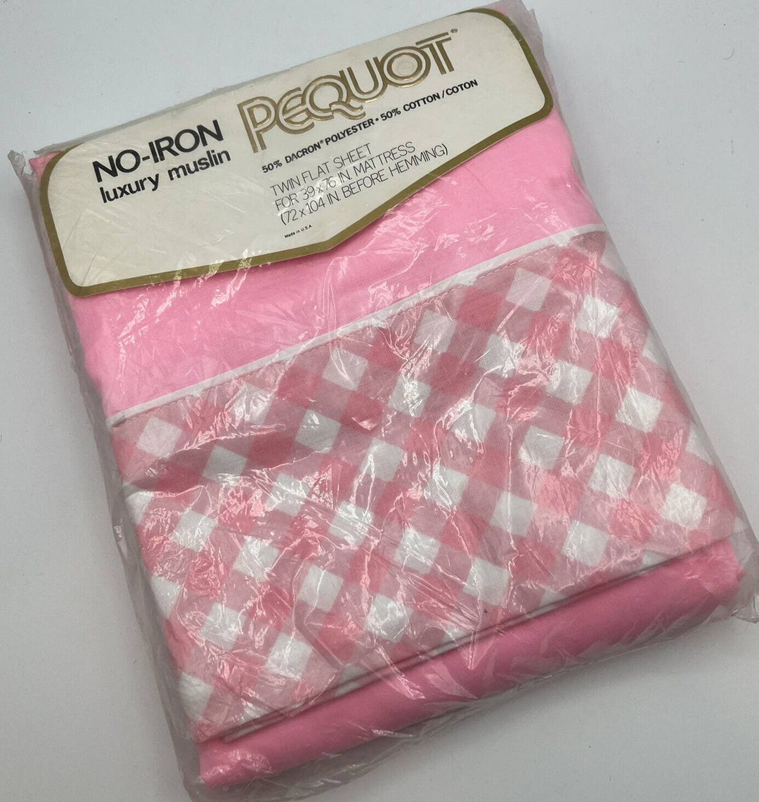 Vtg Pequot Pink Checkered Twin Flat Sheet Muslin Checkmates - Etsy