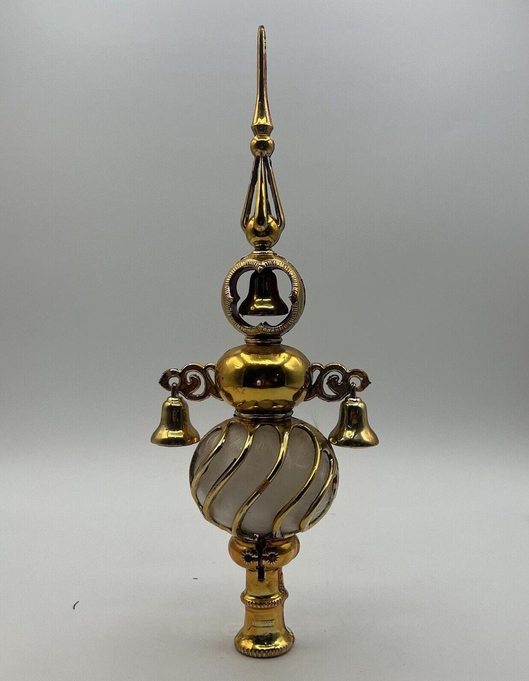 Vtg Bradford Plastic Christmas Gold Tree Topper Carillon Spire No Light ...
