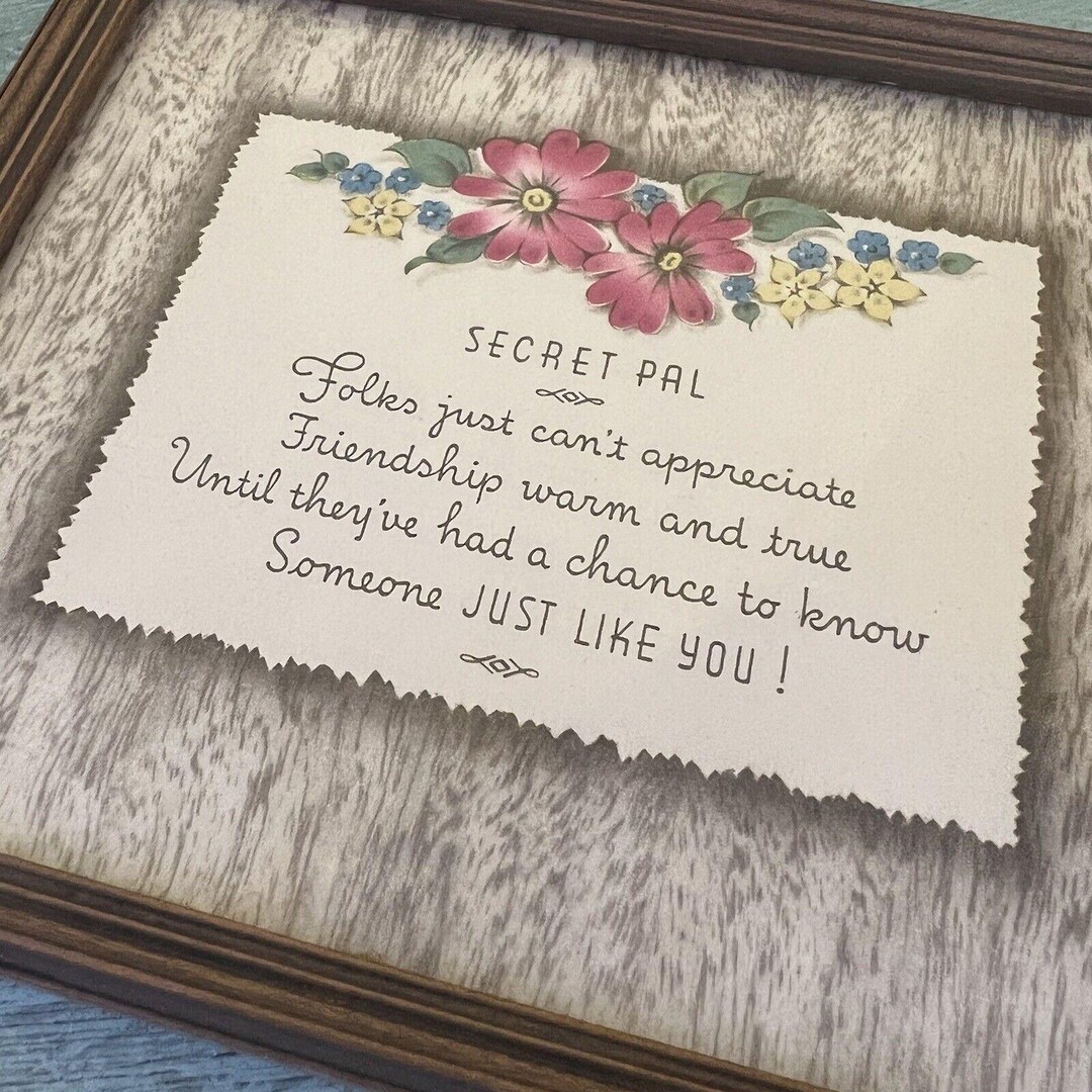 Vtg Framed Poem Secret Pal Friend Gift Edgar Guest Buzza Art Deco Pink ...
