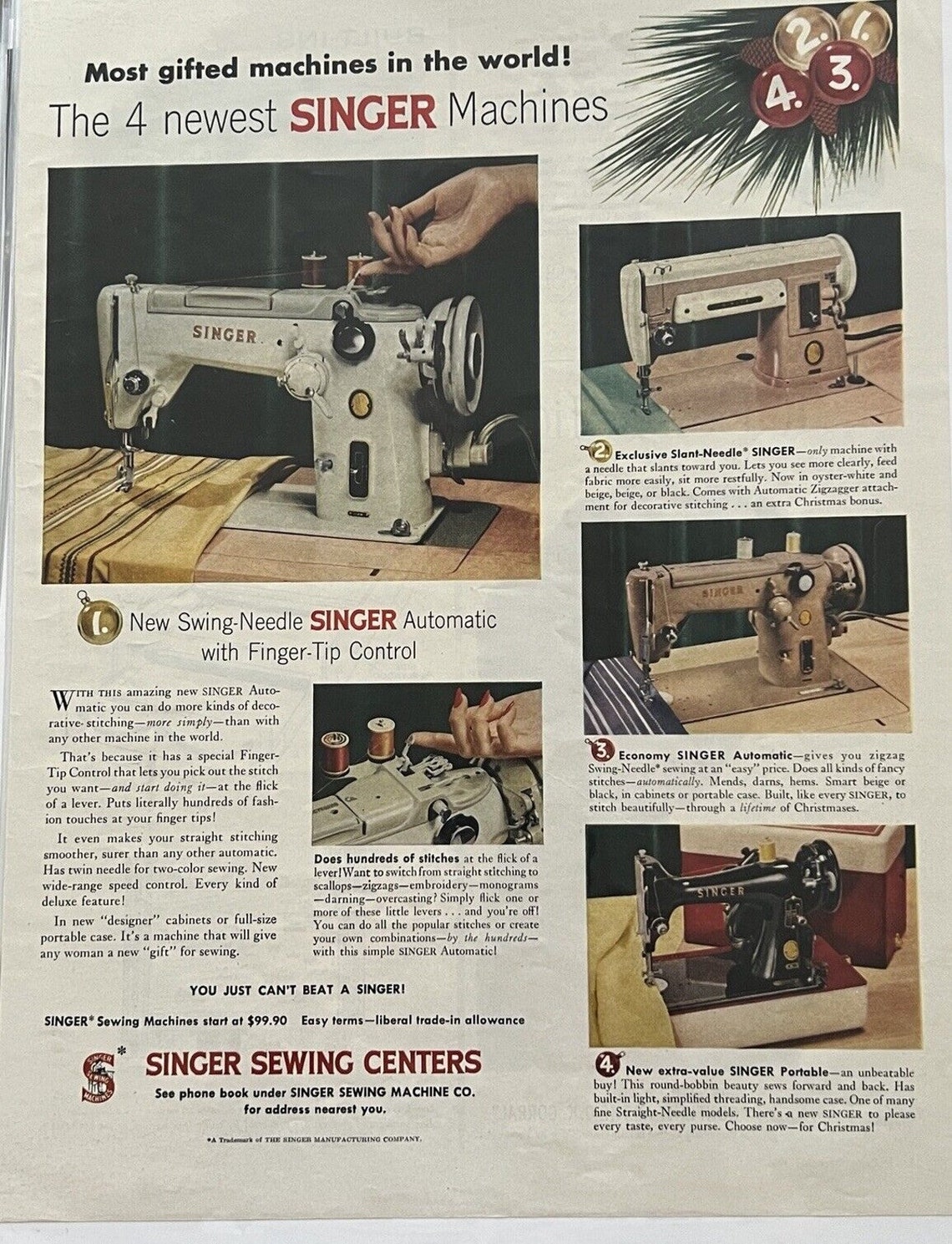 Vtg 1960s Singer Sewing Machine Automatic Print Ad Seamstress Dress ...