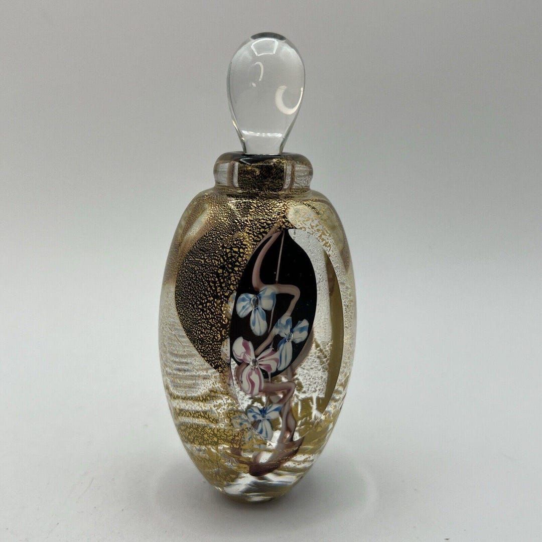 Roger Gandelman Studio Art Glass Aventurine Flower Perfume Bottle ...