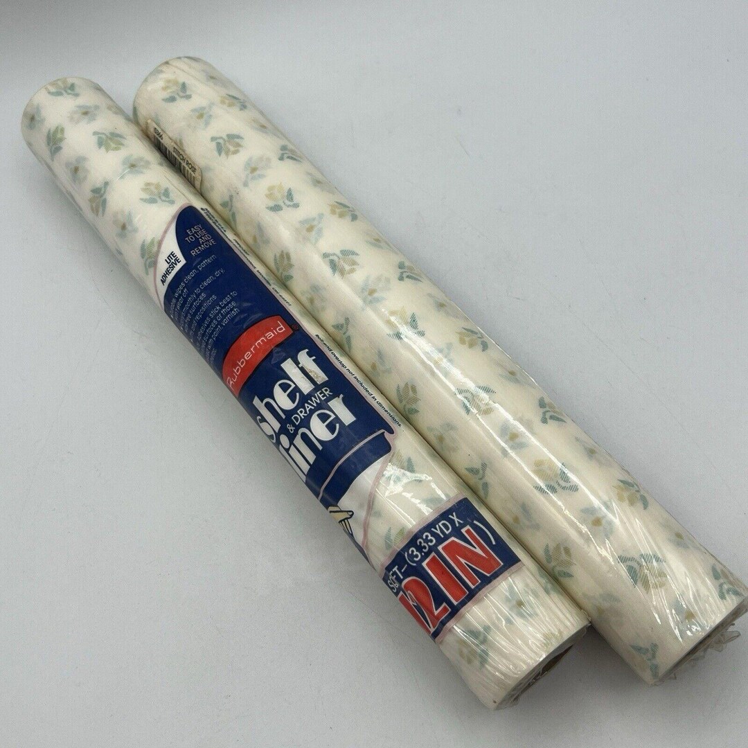 2 Vtg Rubbermaid Self Adhesive Shelf Liner Contact Paper Blue Green ...