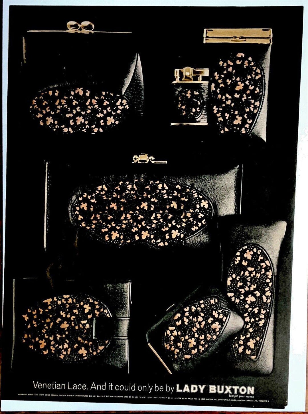 Vintage Lady Buxton Ventian Lave Wallets Purse Print Ad 1960s Black ...