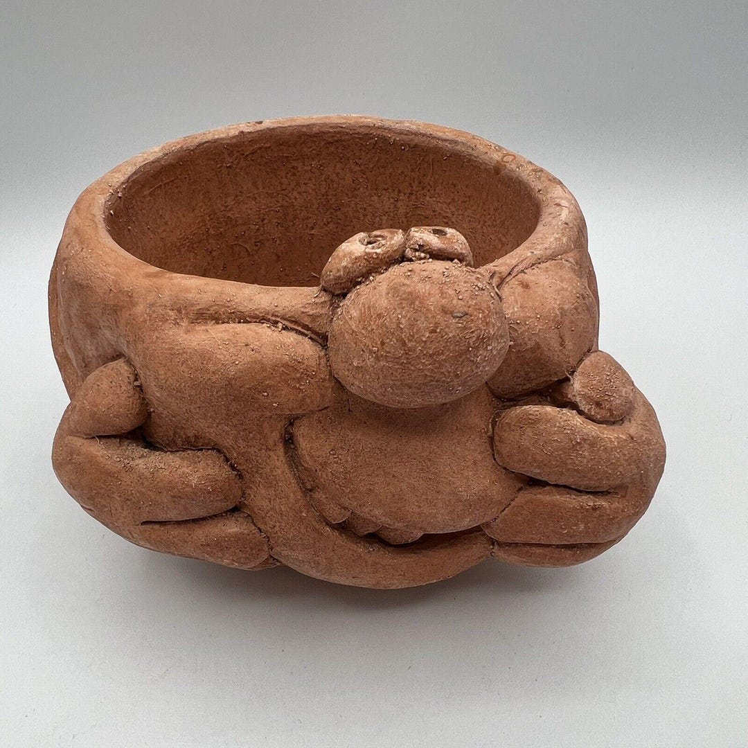 Vtg Studio Art Pottery Ugly Face Planter Clay Kersten Bros Grotesque ...