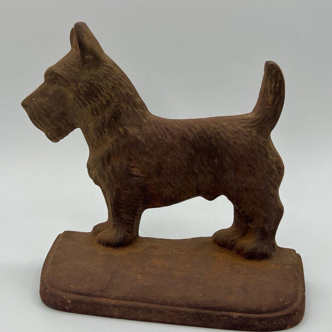 Vintage Cast Iron Scottish Terrier Scottie Dog Bookend Doorstop Heavy ...