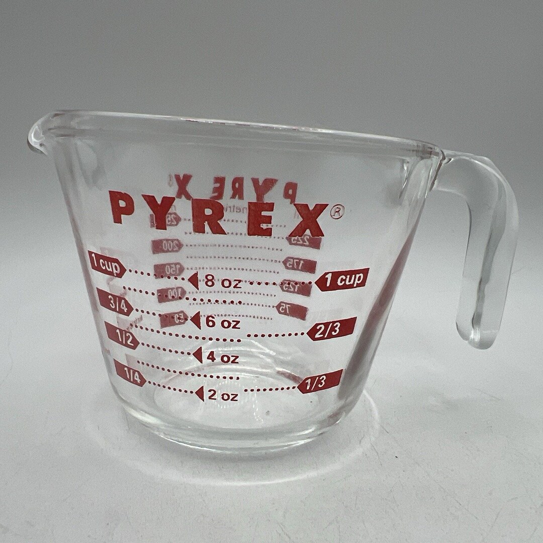 Vintage Pyrex 1 Cup Measuring Cup L Handle Red Lettering Corning USA ...