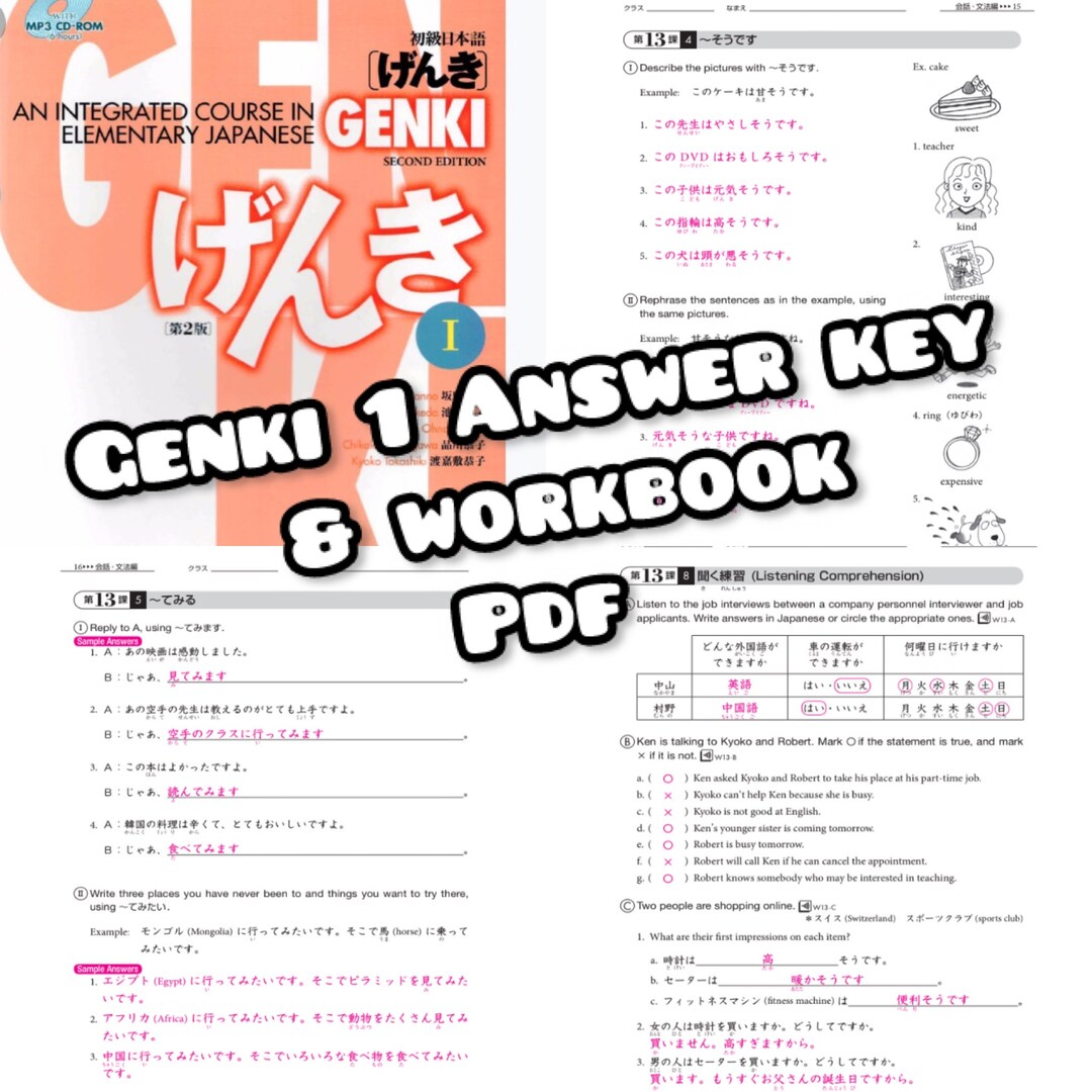 Genki 1 Japanese PDF digital Bookcollection Textbook Workbook Answer Key - Etsy