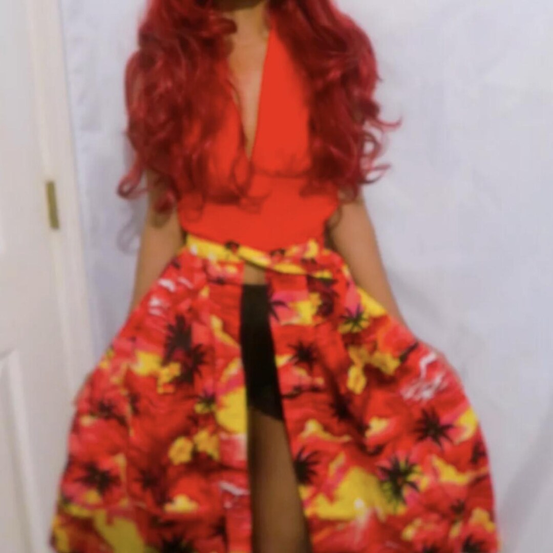 Pinup Retro Rockabilly Tiki Red Tie up Skirt - Etsy