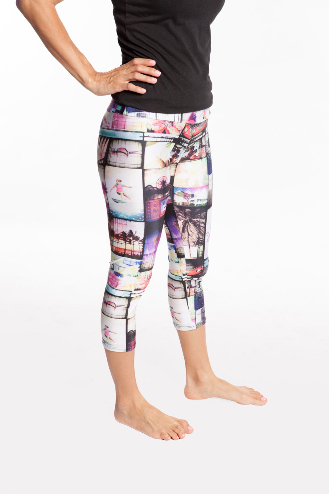 Socal Capri Pants-girls-spandex/nylon-capri Legging-elastic Waist-palm ...