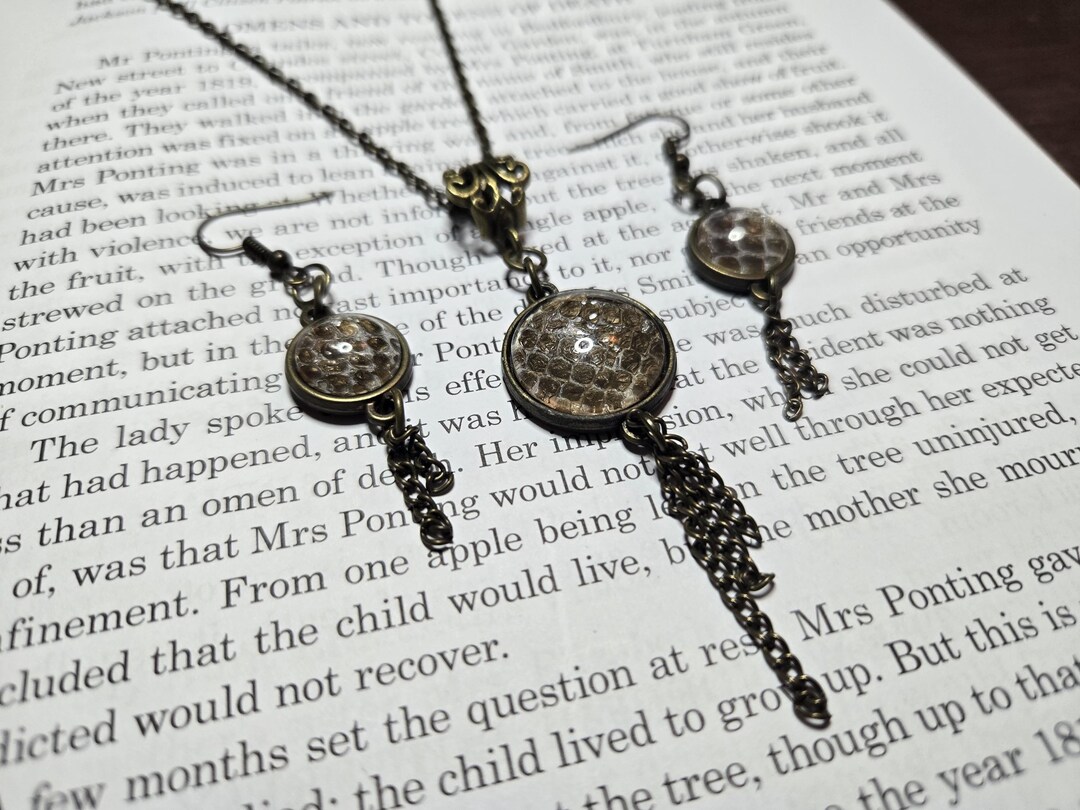 Real Ball Python Shed Jewelry Set – Snake Skin Necklace & Earrings ...