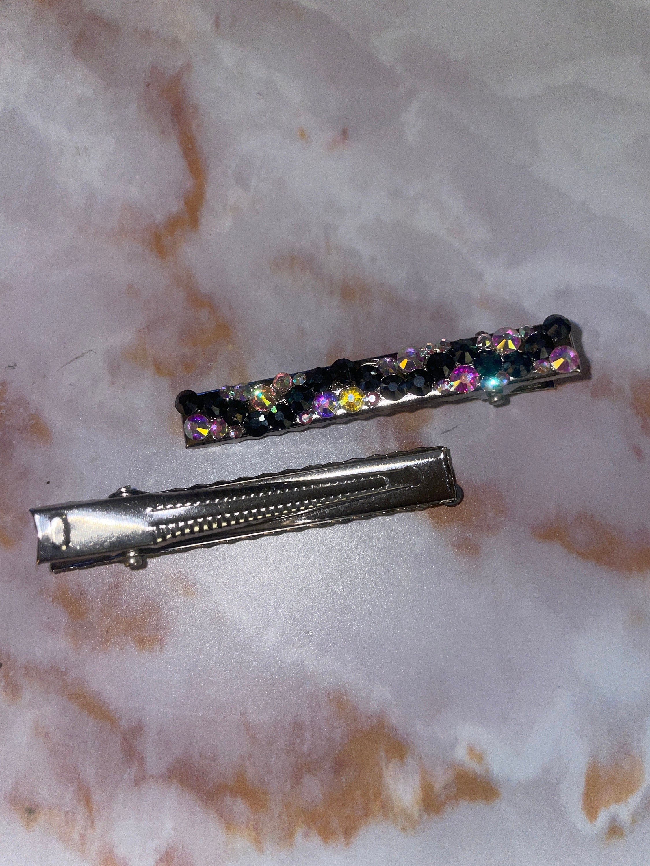 AB and Jet Rhinestone Hair Clips - Etsy